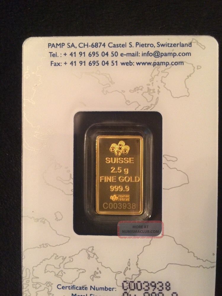 Pamp Suisse 2. 5 Gram Gold Bar Lady Fortuna In Assay Package
