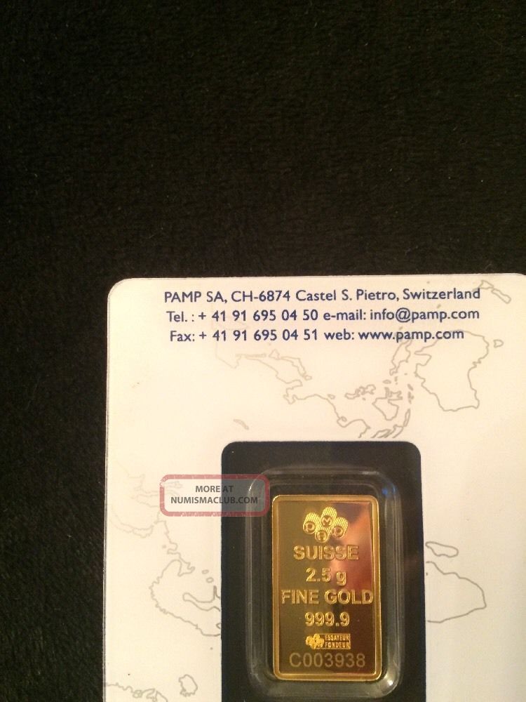 Pamp Suisse 2. 5 Gram Gold Bar Lady Fortuna In Assay Package