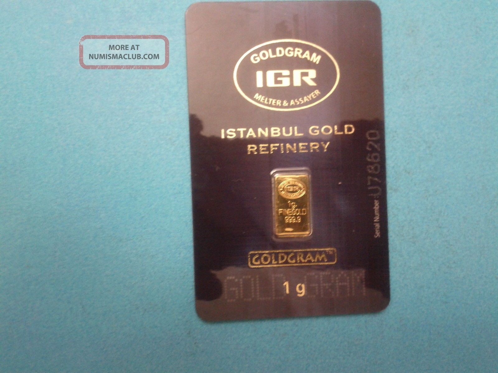1 Gram Istanbul Refinery Gold Bar. 9999 Fine