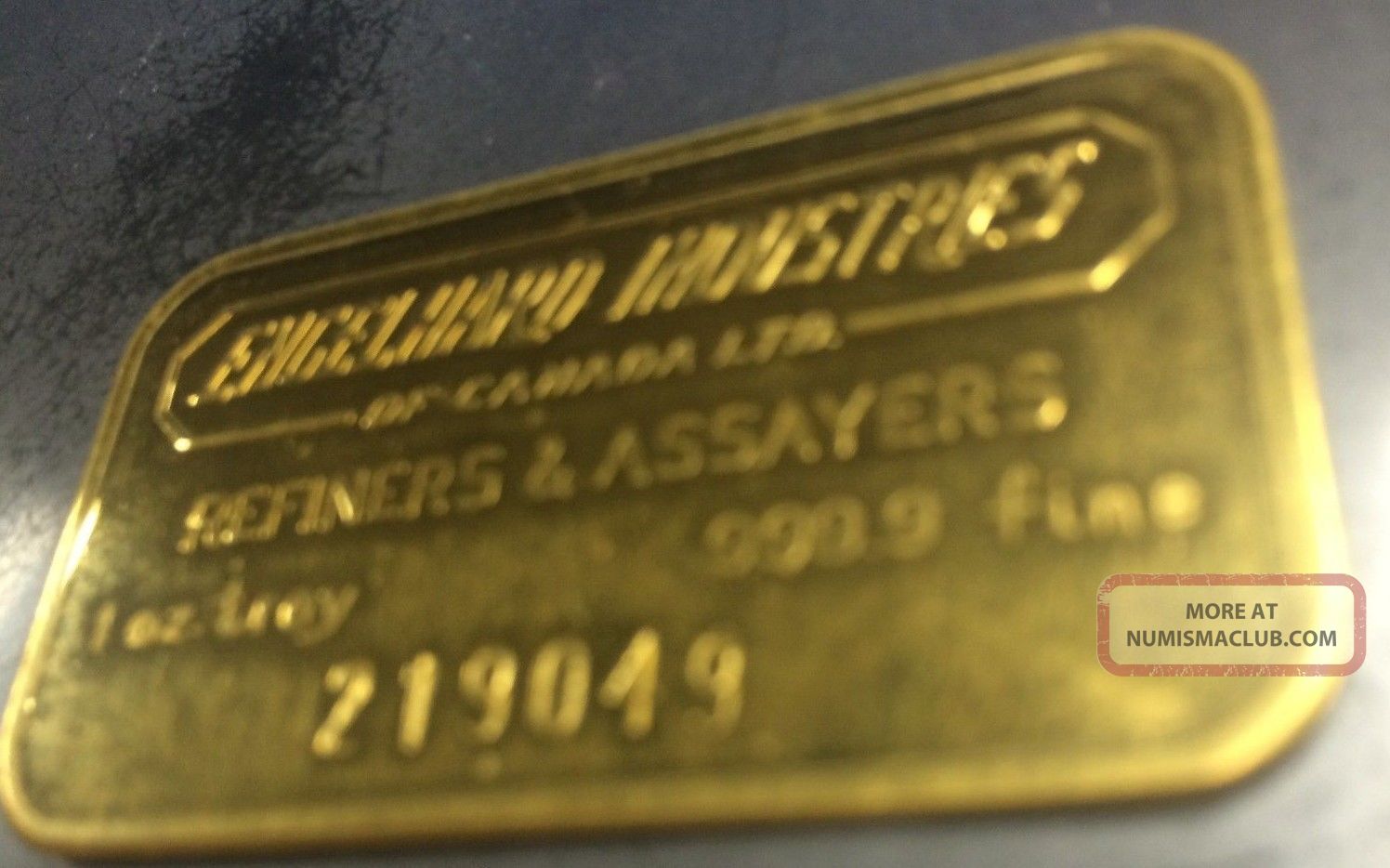 Engelhard Industries Old Style Gold Bar 1 Oz Serial 219049