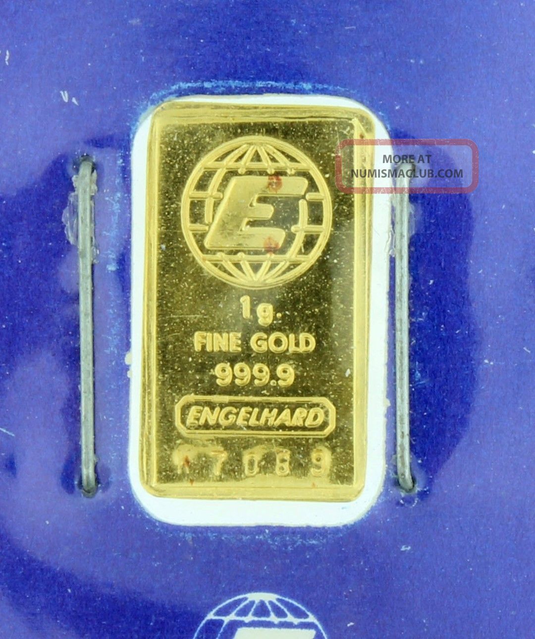Engelhard 1 Gram 999. 9 Fine Gold Ingot Bullion Bar Assay Card