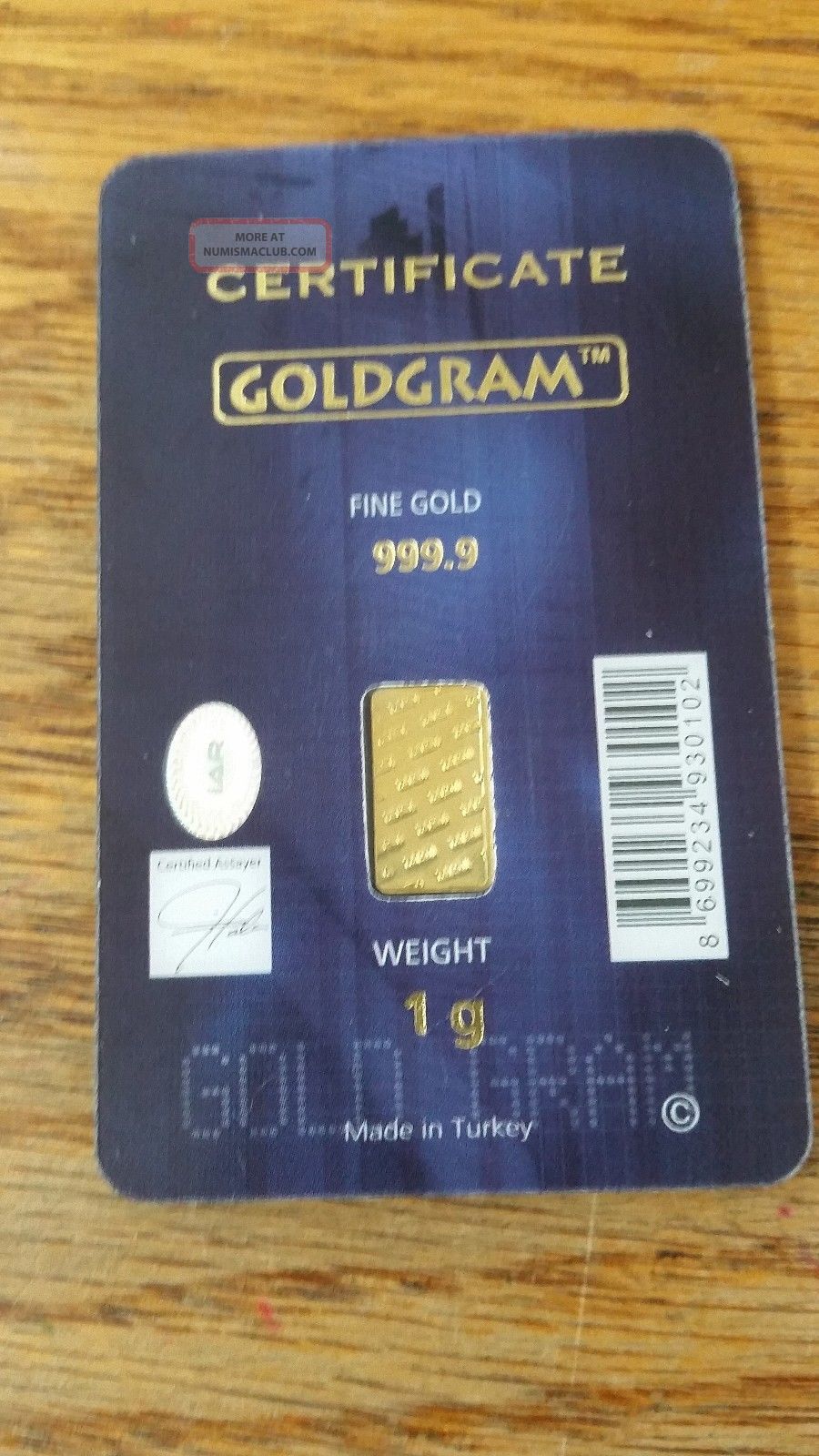 Istanbul Gold Refinery 999. 9 Fine Gold Bar, 1 Gram - - H2130