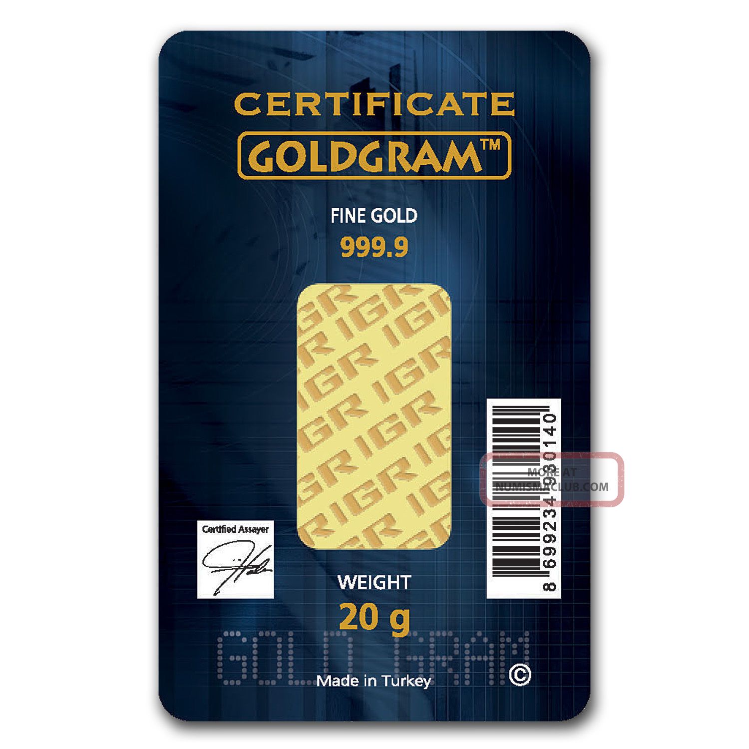 Igr Istanbul Gold Refinery 20 Gram Gold Bar