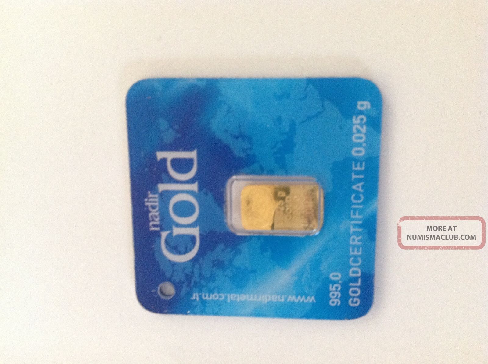 . 995 Fine. 025 Grams Solid Gold Certificate Bullion Bar Nadir Great ...