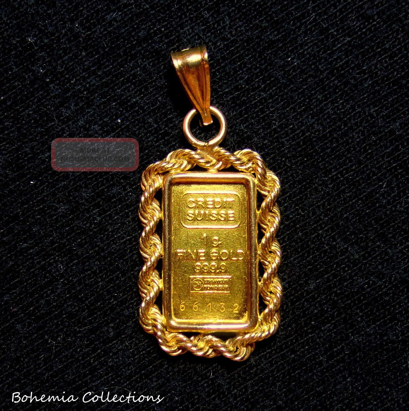 1 Gram Credit Suisse. 999 Gold Bar In 14k Gold Rope Bezel