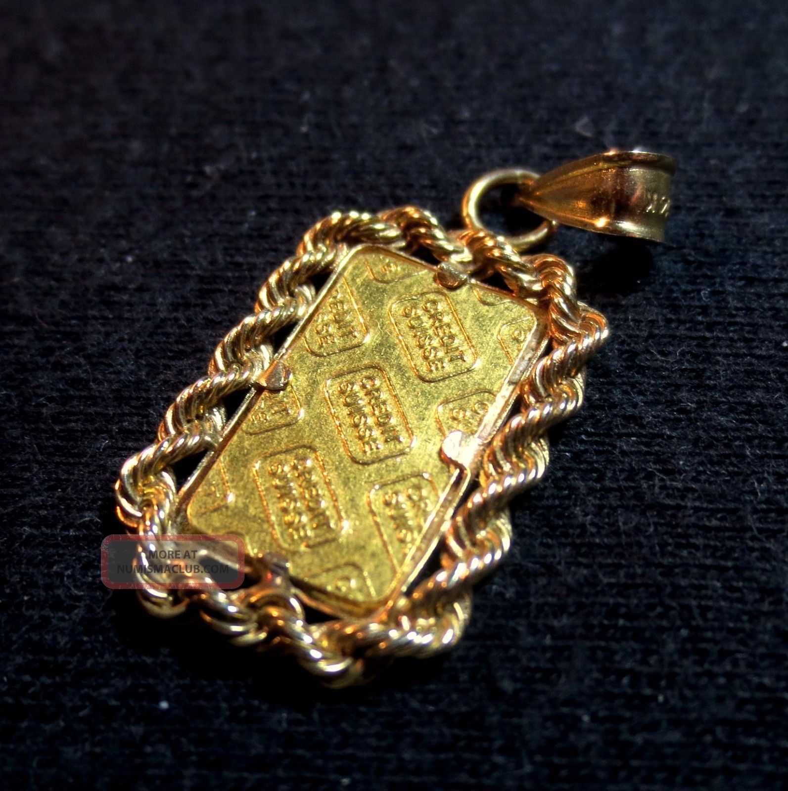 1 Gram Credit Suisse. 999 Gold Bar In 14k Gold Rope Bezel