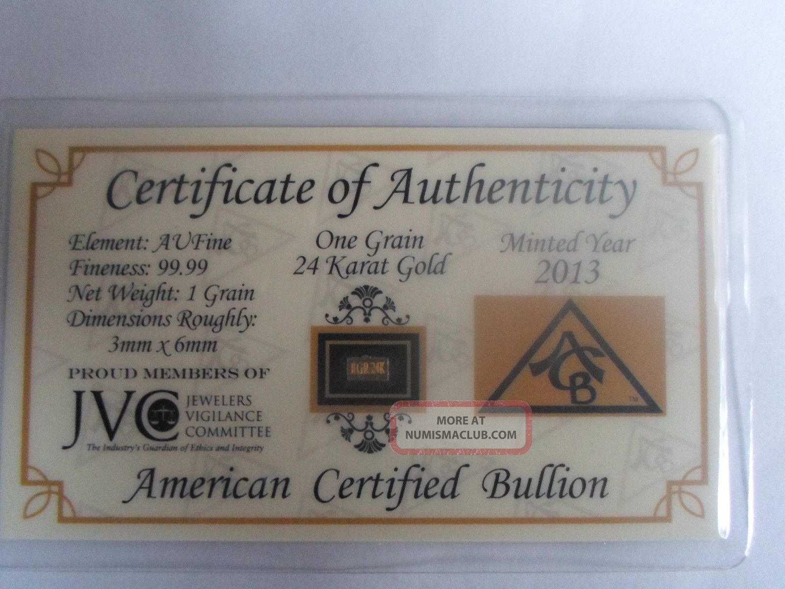 1 Grain Gold Bar