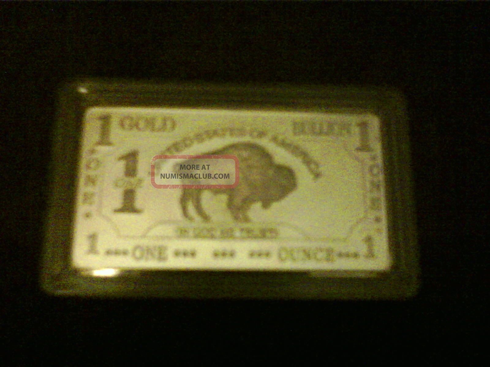 1 Troy Ounce Gold Buffalo Bar 100 Mills. 999 Fine Gold
