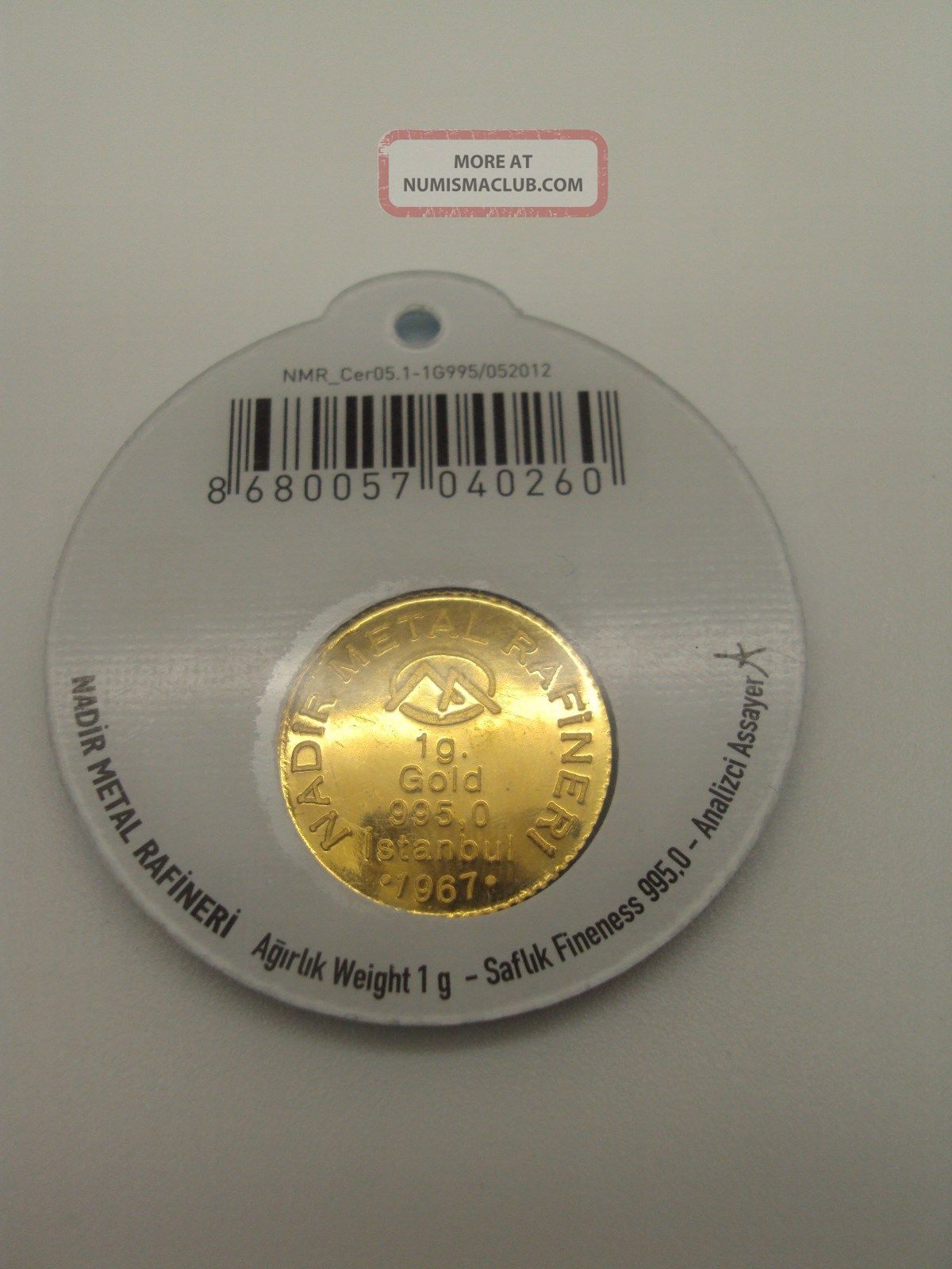 Fine Gold (1 Gram) 995/1000 24 K Nadİr Gold 1 Gram Lmba Certificate
