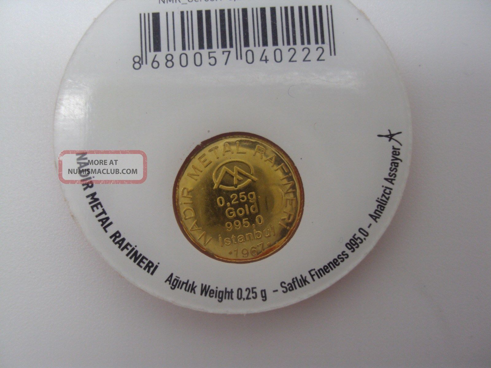 Fine Gold 1/4 Gram 995/1000 24 K Nadİr Gold 0, 25 Gram Lmba Certificate
