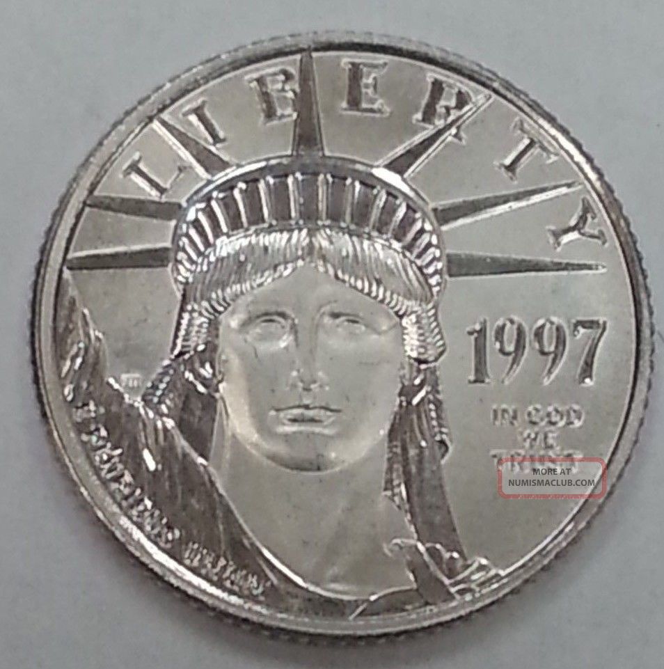 1997 1/10 Oz $10 Platinum American Eagle (statue Of Liberty) Coin