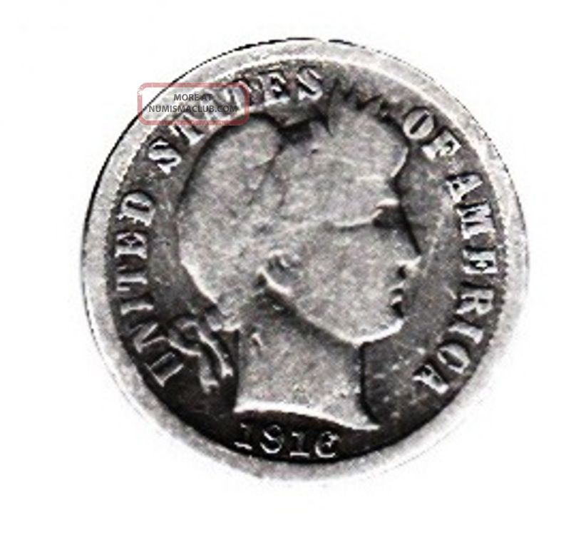 D19 Usa 10c Ten Cents Coin 1916 Barber Dime - Circulated
