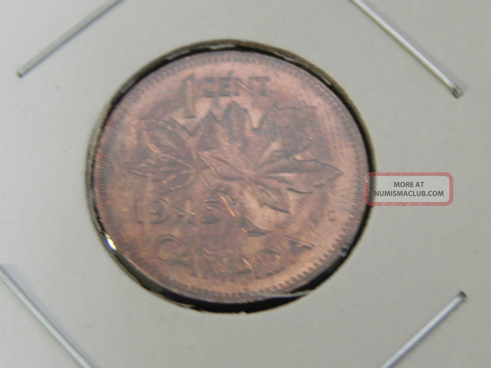 1945 Ms Unc Red / Brown Canadian Canada Maple Leaf George Vi Penny One ...