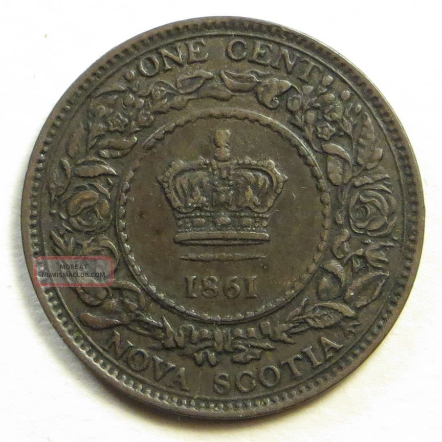 Canadian Province (nova Scotia) 1 Cent Broze Coin 1861 Queen Victoria - Au