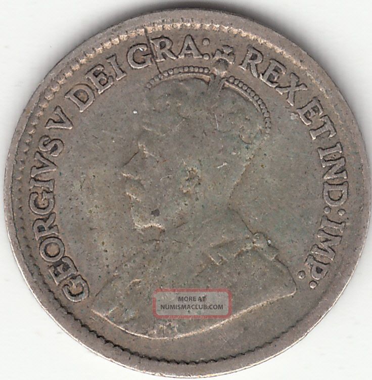 . 800 Silver 1920 George V 5 Cent Piece G - Vg