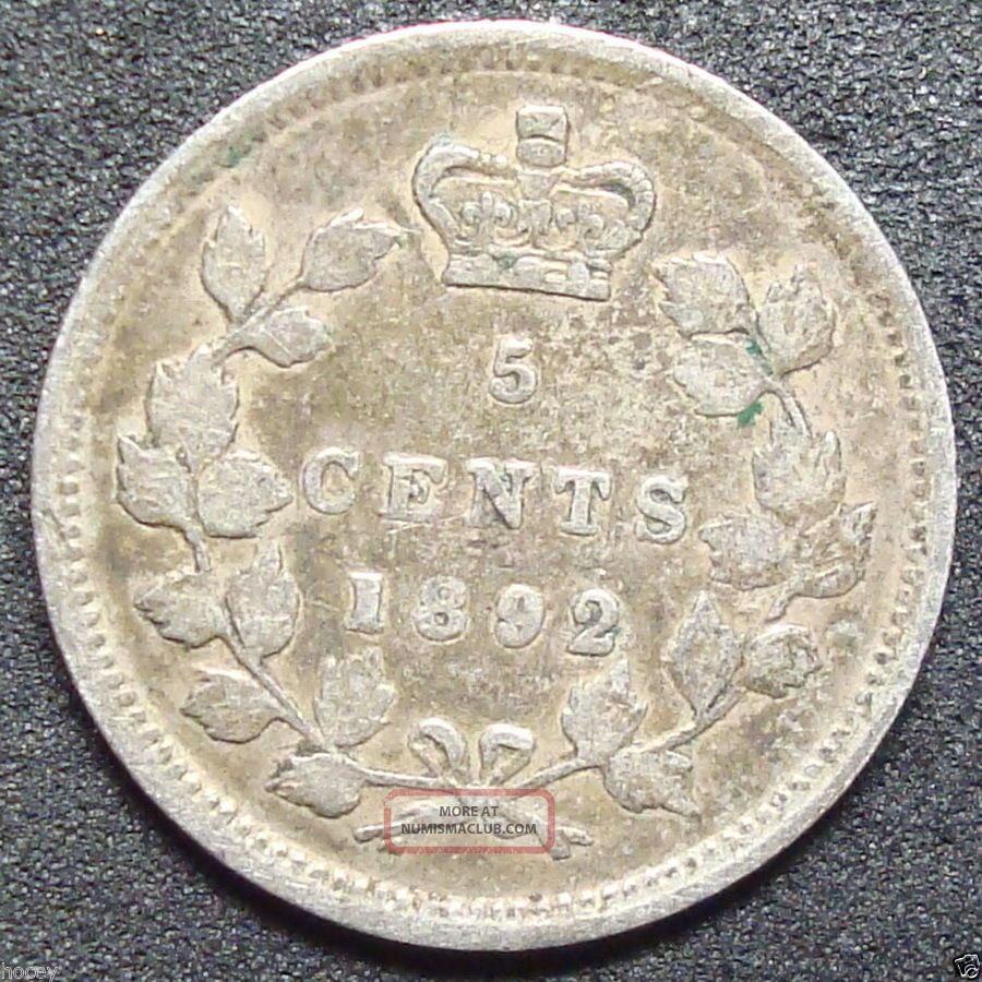 1892 Canada Silver Five Cent Coin