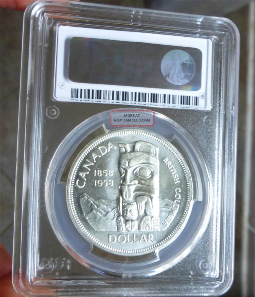 1858 - 1958 Pcgs Ms64 British Columbia, Canada Silver Dollar, Blazing ...