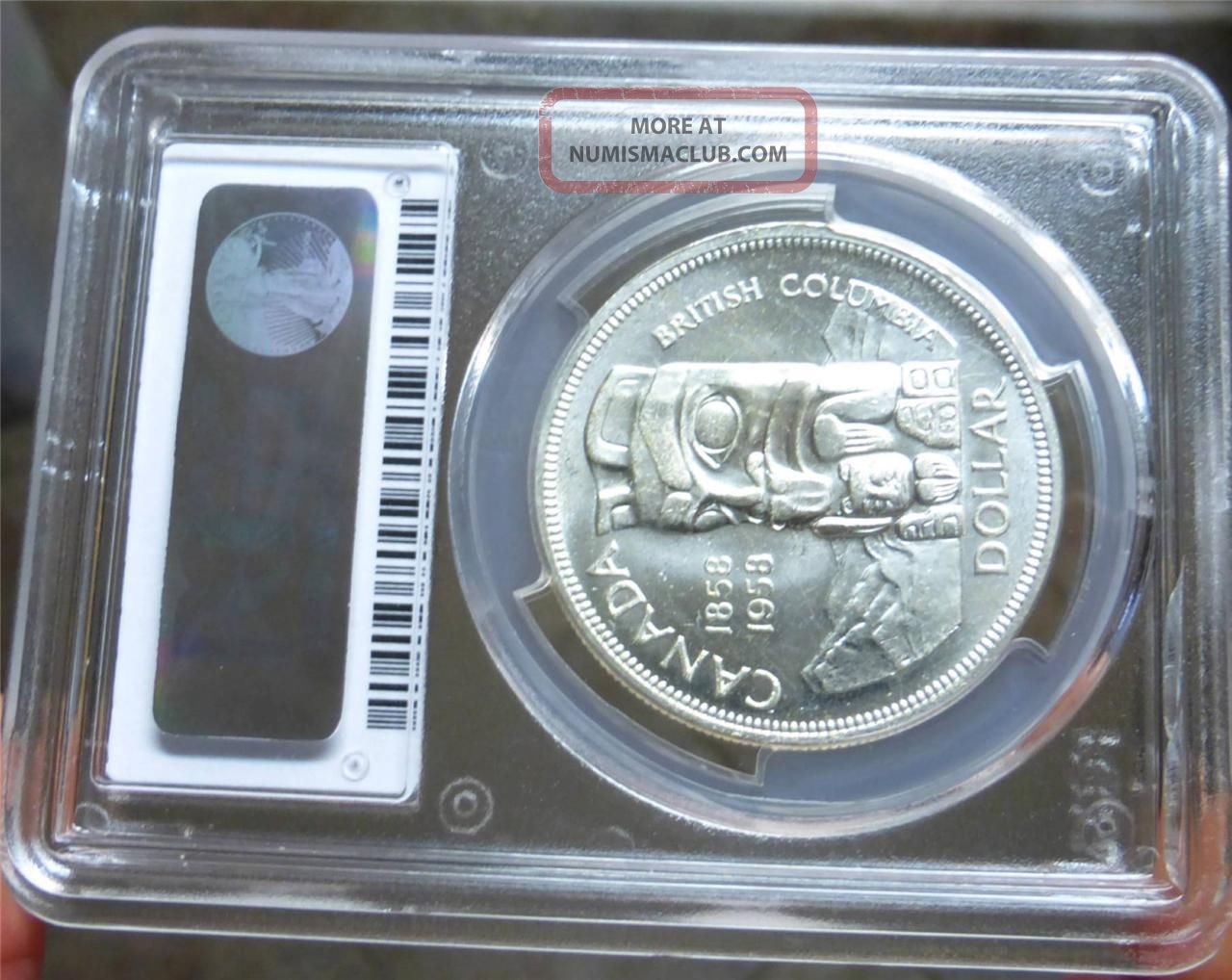 1858 - 1958 Pcgs Ms64 British Columbia, Canada Silver Dollar, Blazing ...