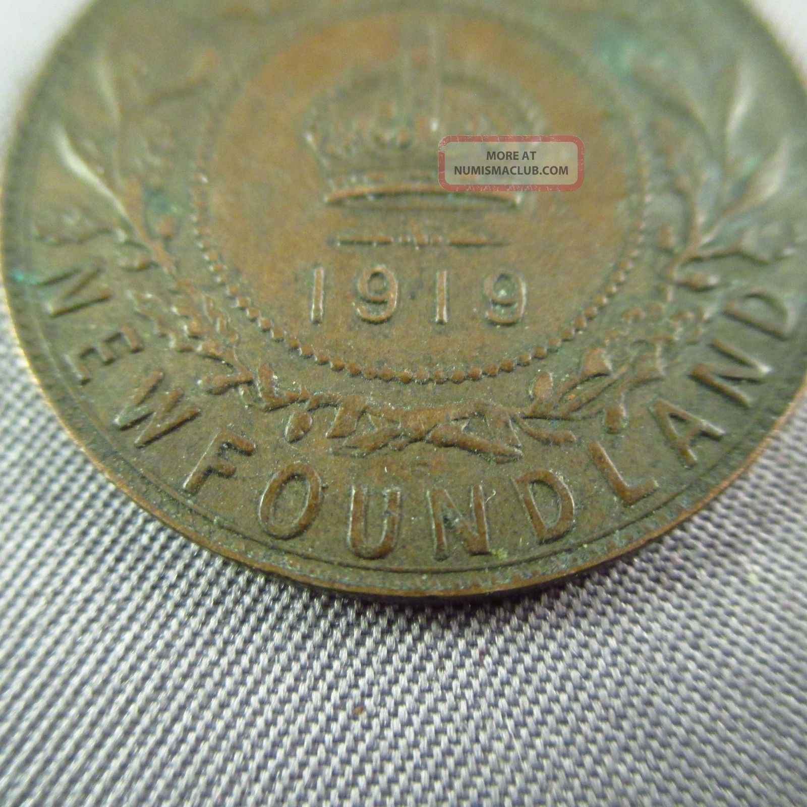 1919 - C Newfoundland Large One Cent Canada King George V Higher Grade ...