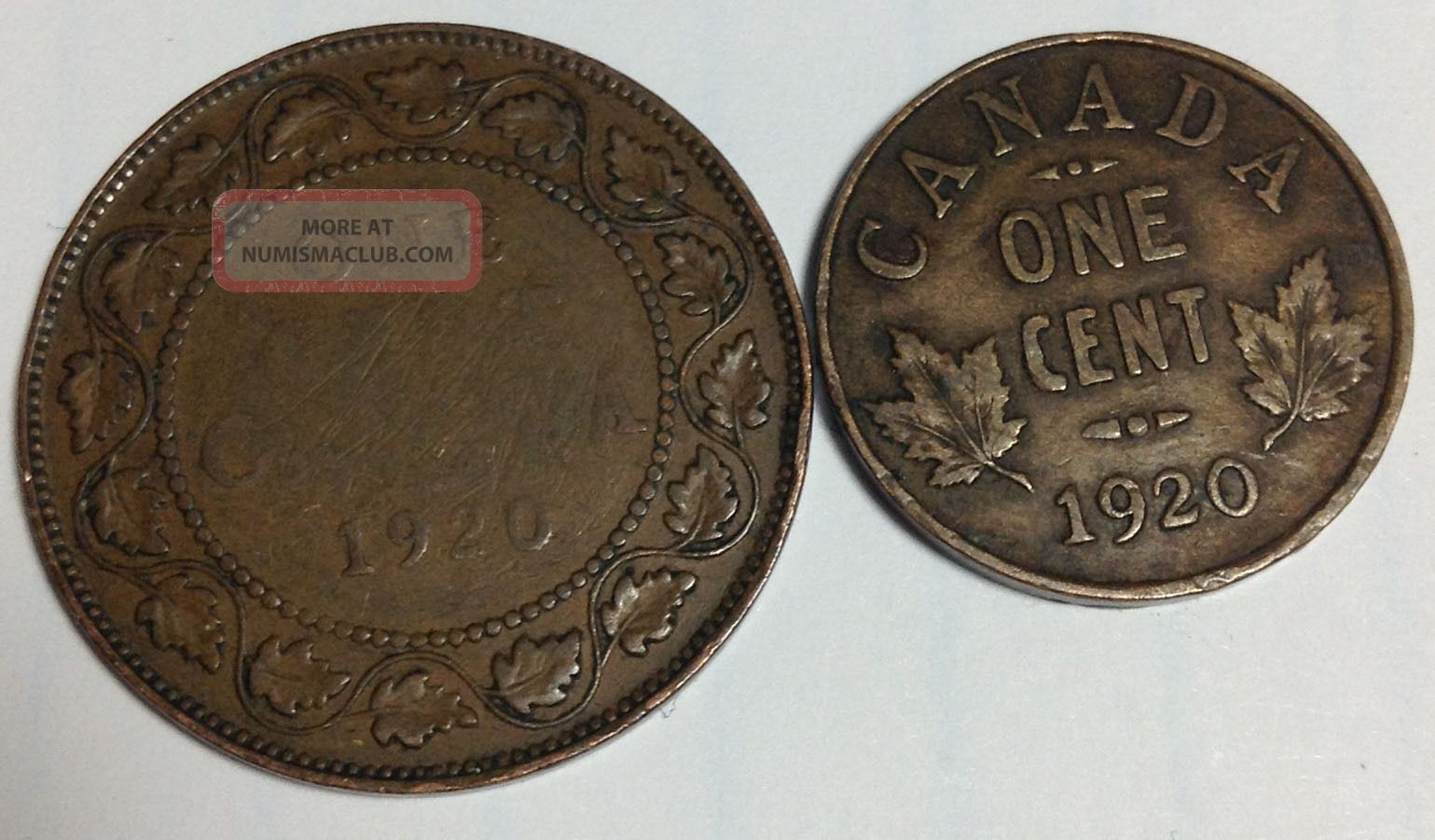 A 1920 Canada Large Cent And Small Cent