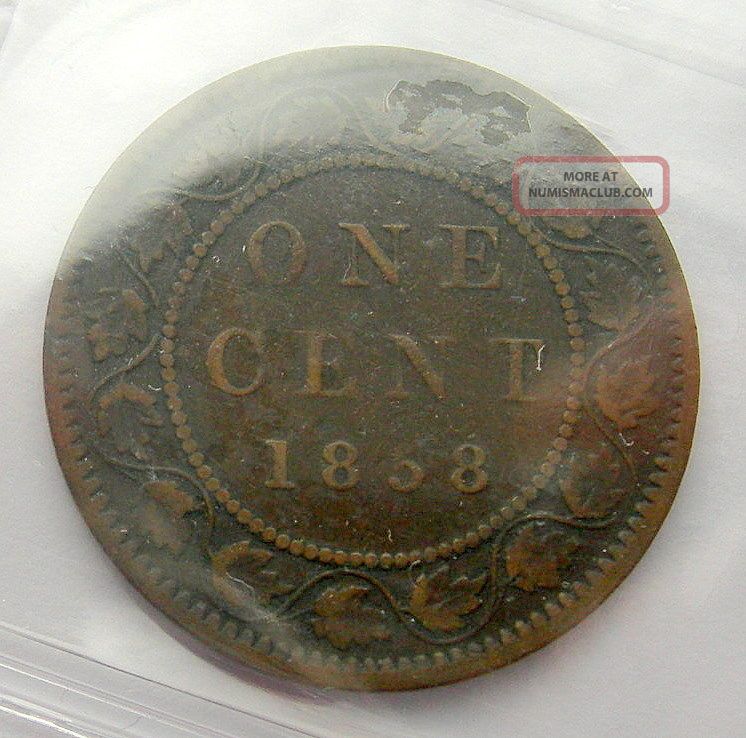 1858 Large Cent Iccs F - 12 Very Scarce Date Key 1st Canada & Queen ...