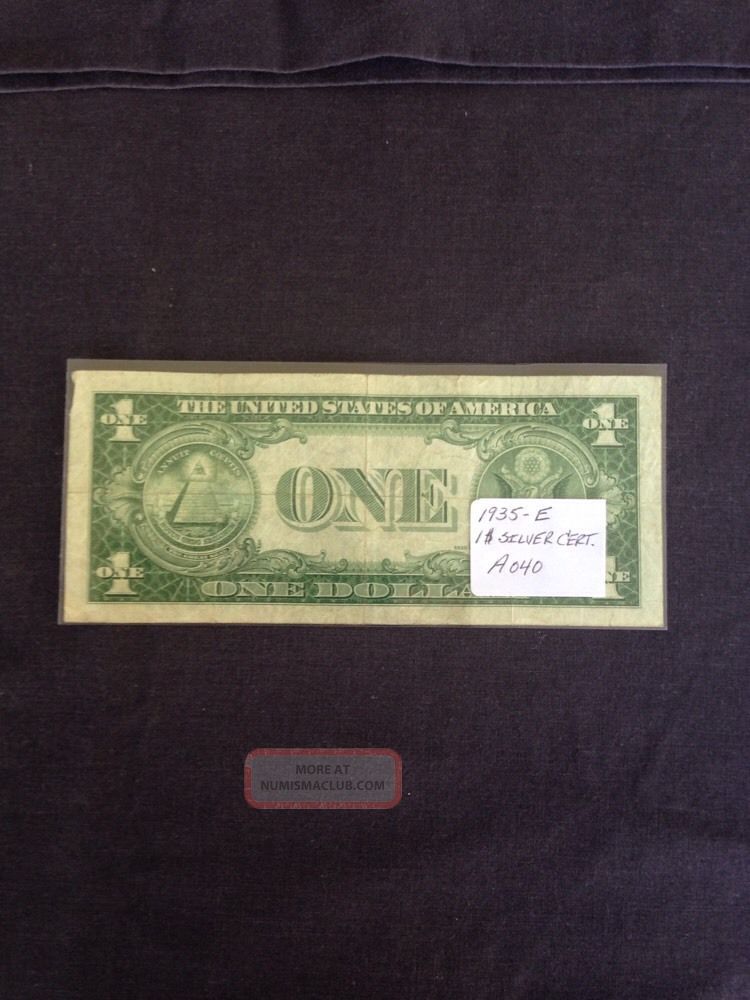 1935 E $1 Us Silver Certificate Note Item A040 You Grade It