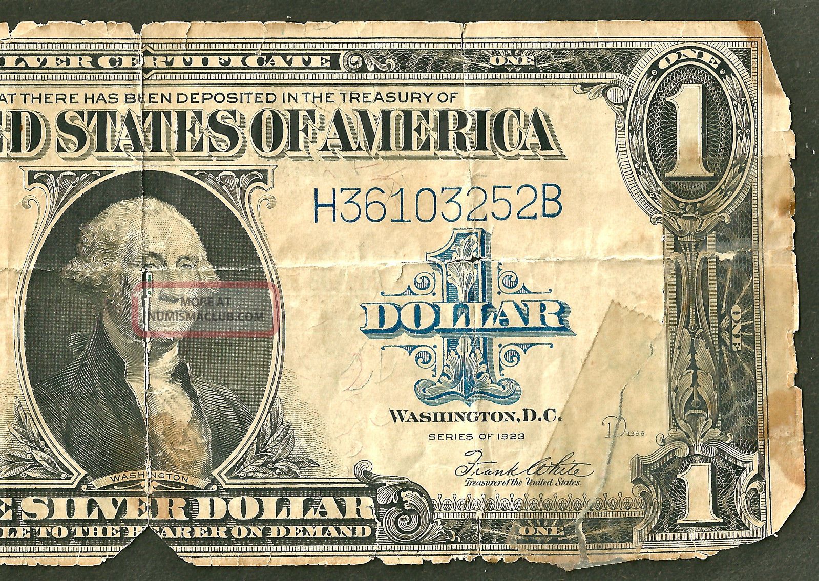 1923 Large Silver Certificate One Dollar Bill Blue Seal Note Bill