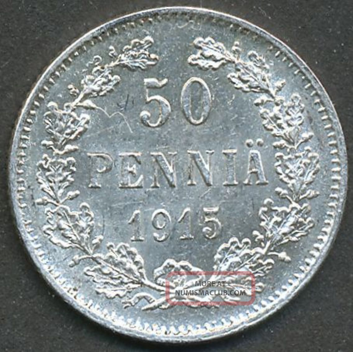 Finland 1915 - 50p Silver Coin - Russia - 50 Pennia