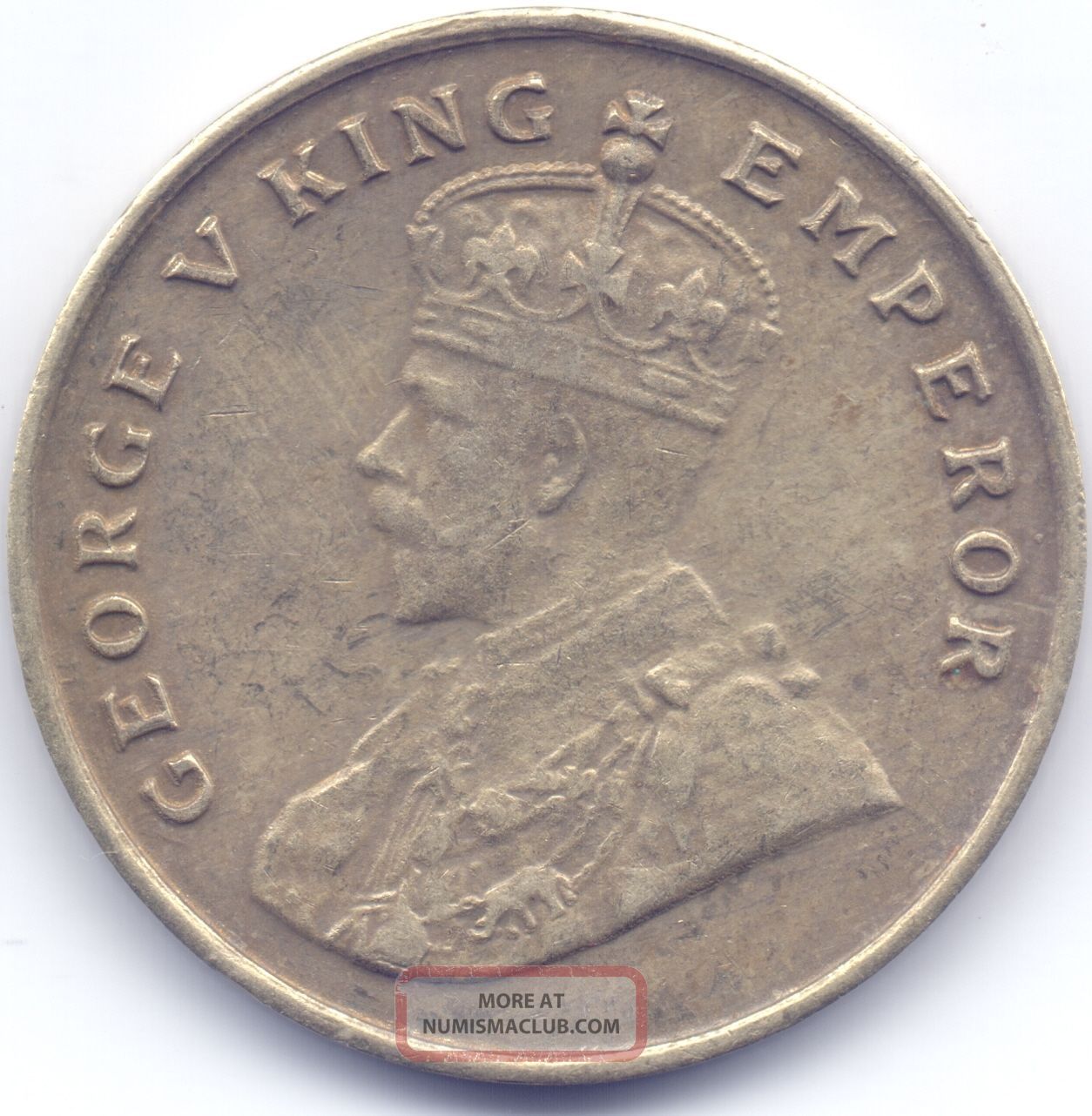 British India 8 Annas 1919 George V King Very Rare Coin Bombay