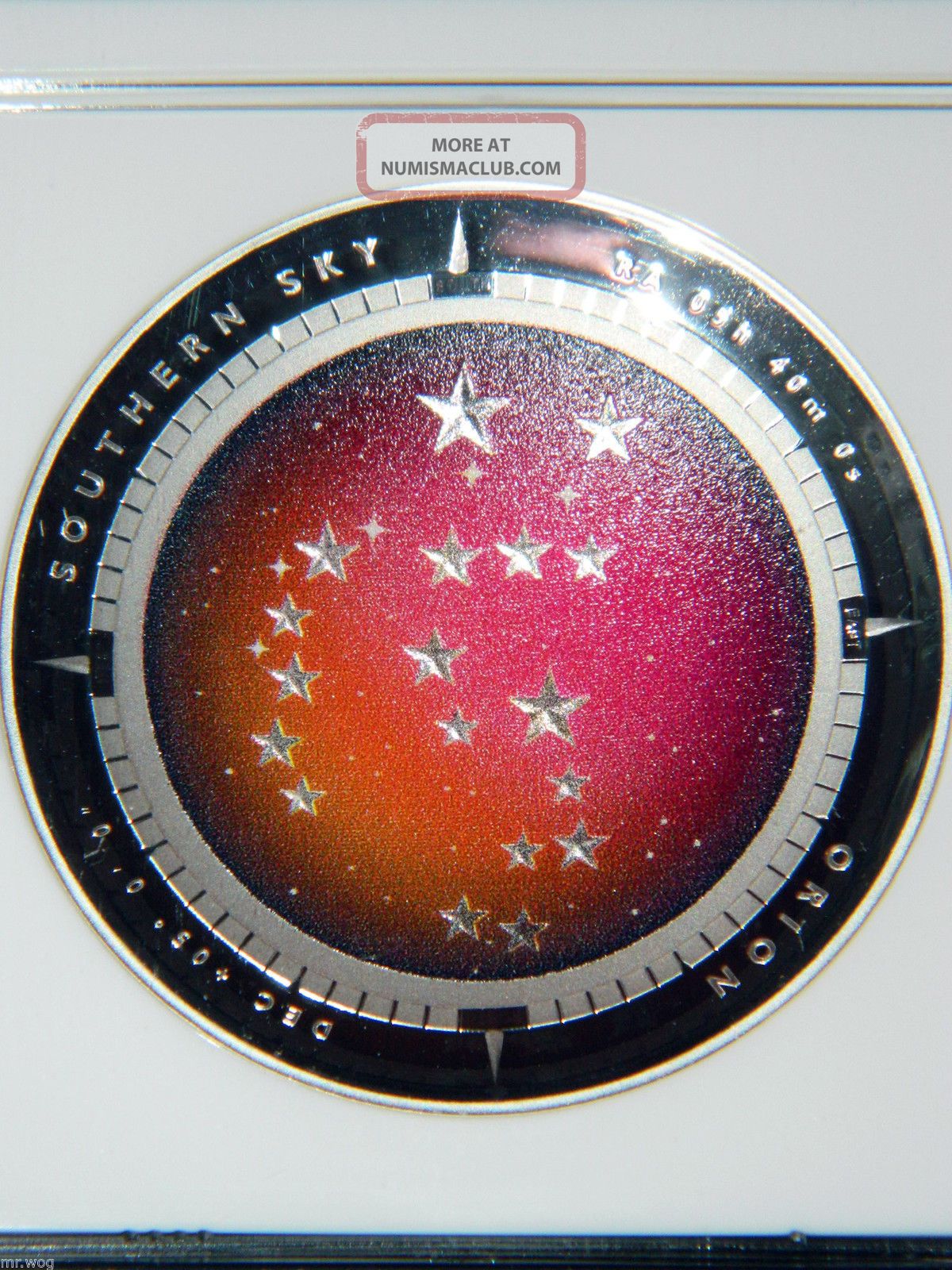 2014 Australia $5 Southern Sky Orion Dome Shaped Colored Silver Coin ...