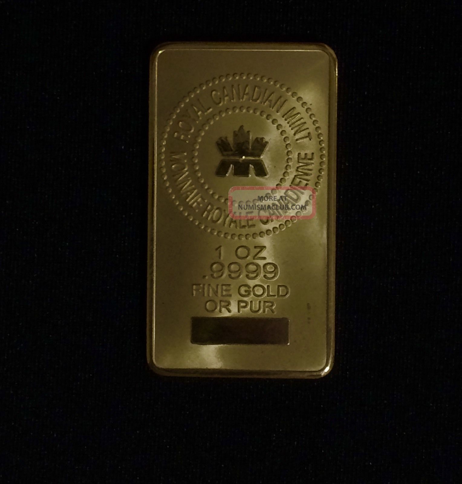 1 Troy Oz. Gold Bar Royal Canadian Rcm Gold Bar. 9999 Ounce 1oz Maple