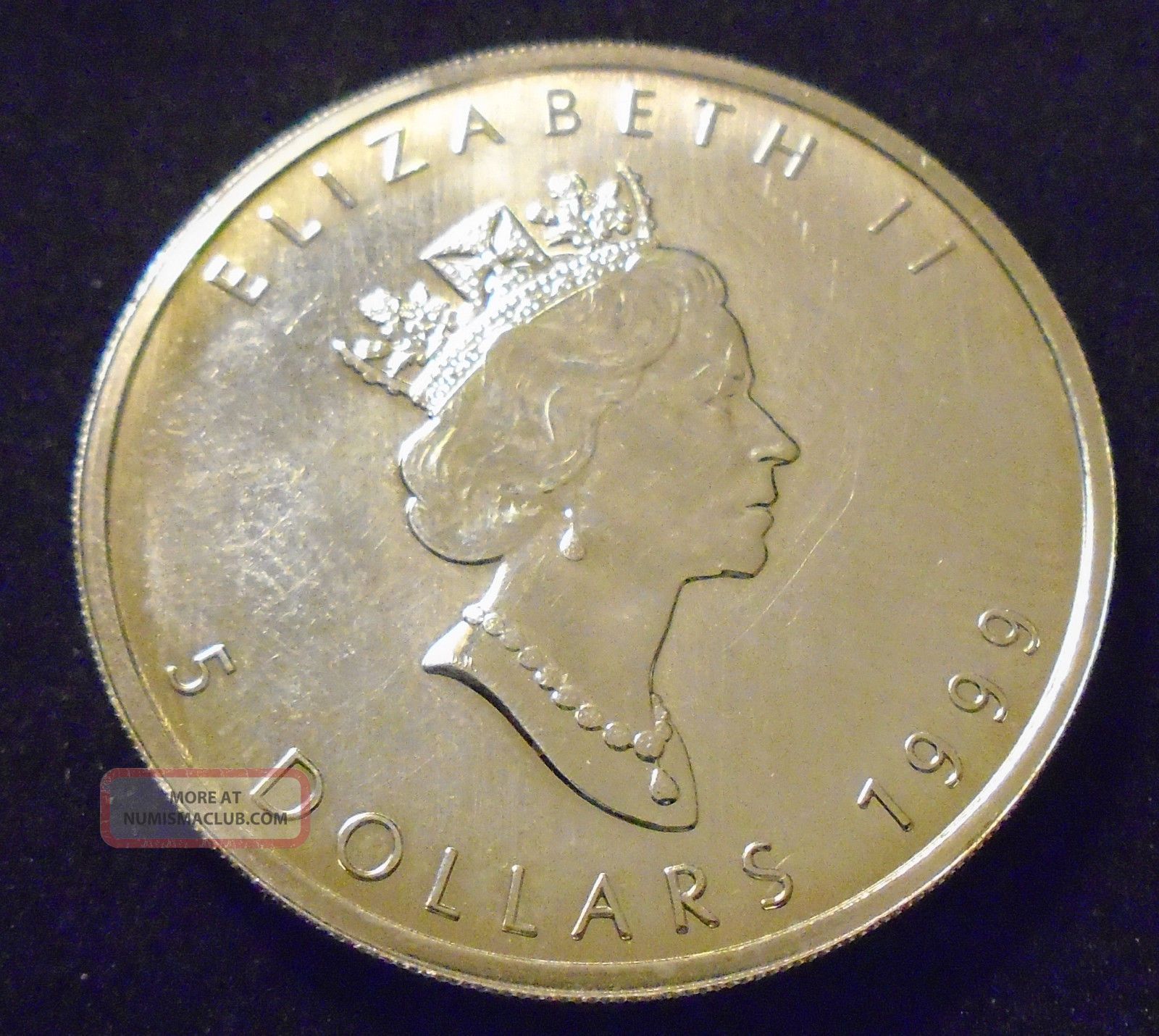 1999 Canada $5 Dollars Maple Leaf. 9999 Fine Silver Coin