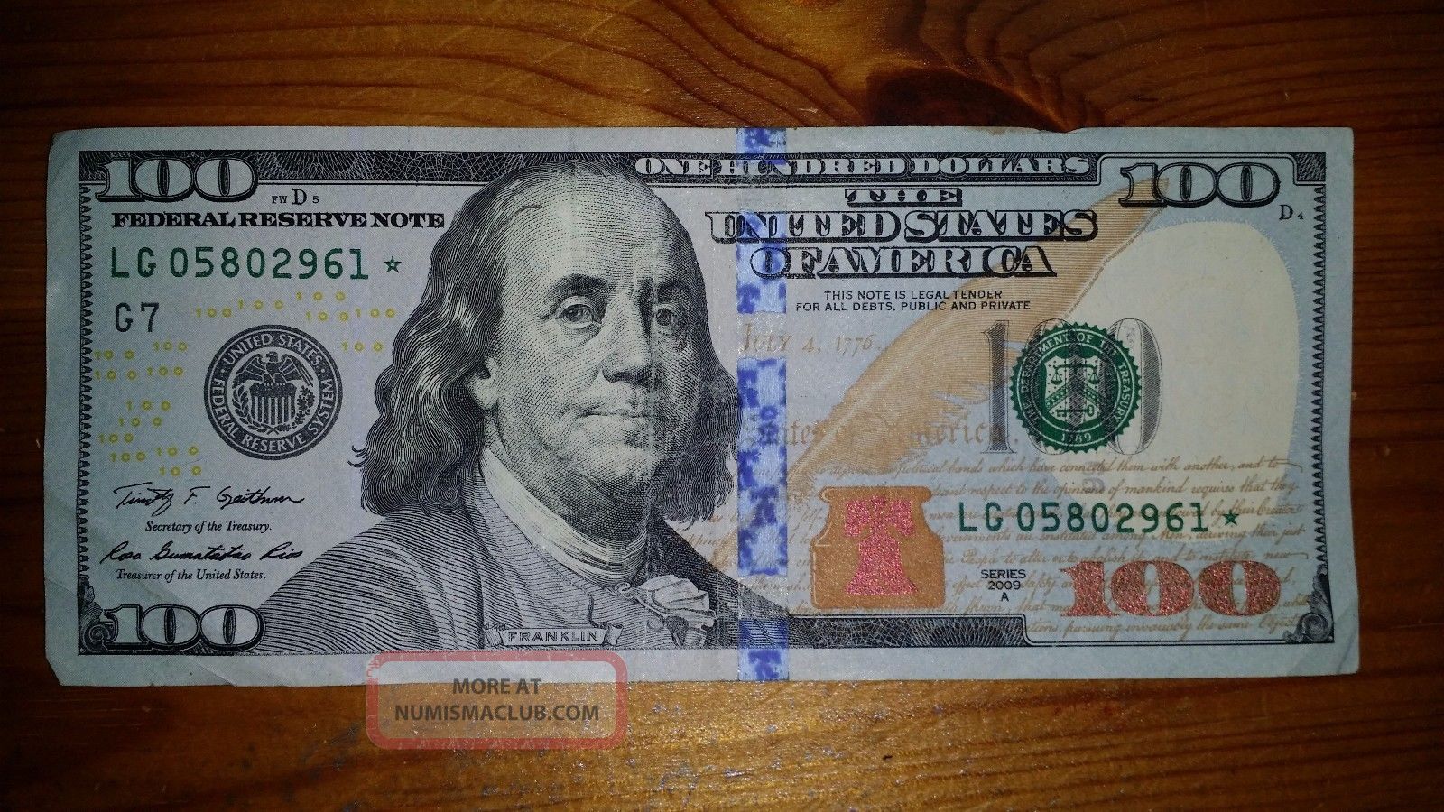 2009a 100 One Hundred Dollar Bill Federal Reserve Star Note Lg05802961 2009a 100 One Hundred Dollar Bill Federal Reserve Star Note Lg05802961