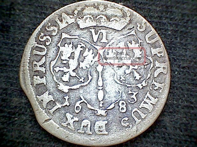 Germany Brandenburg Friedrich Wilhelm 1683 6 Groschen, Silver