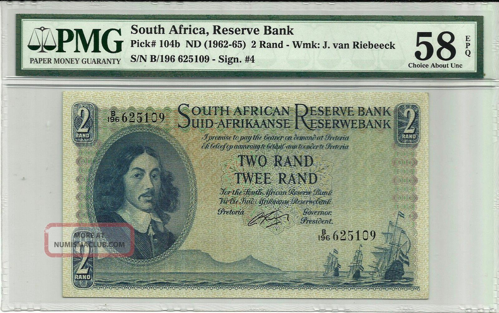 [an] South Africa 2 Rand 1962 P104b Pmg58 Unc