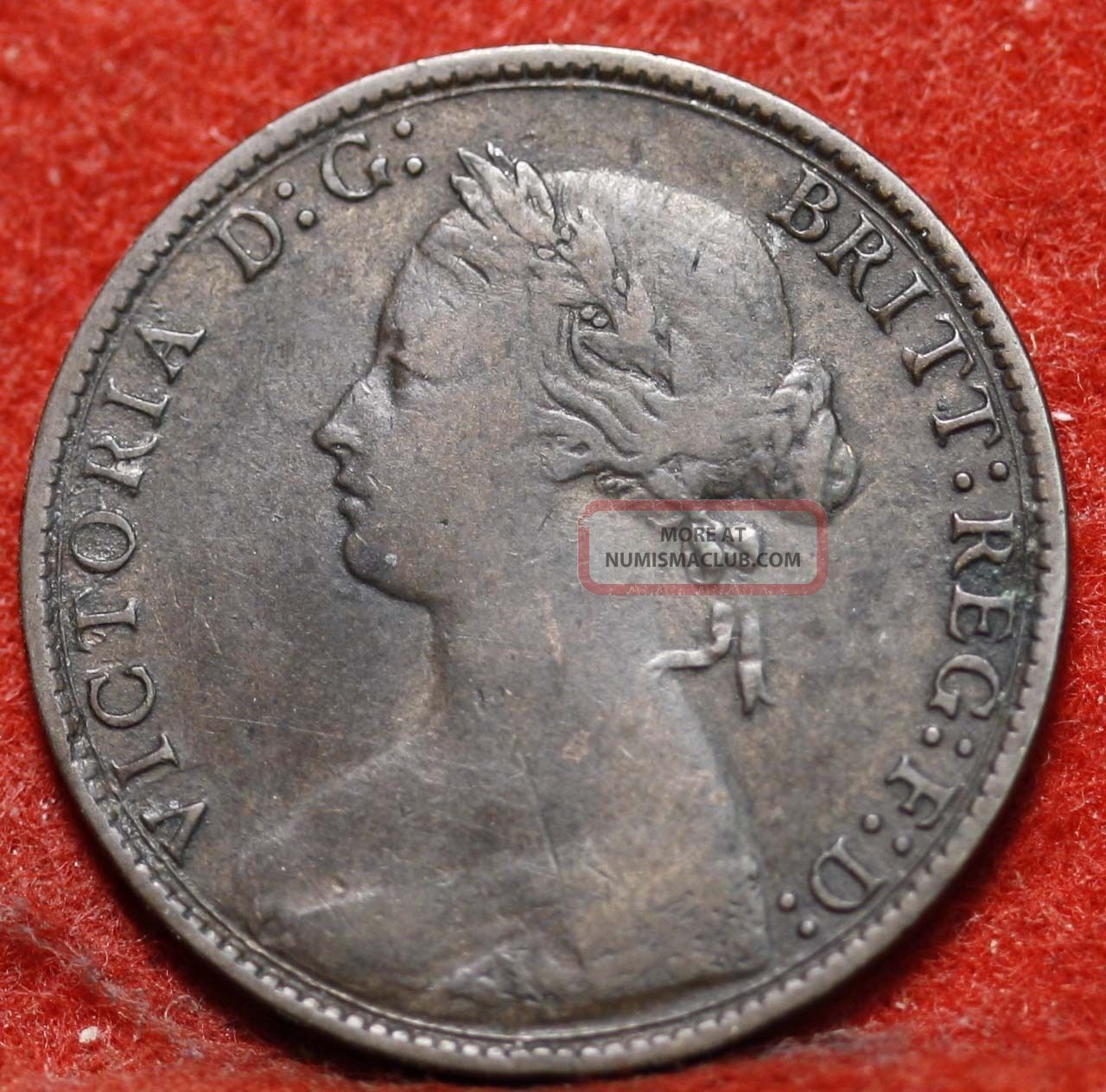 Circulated 1874 Great Britain 1/2 Penny 6 Berries Foreign Coin S/h