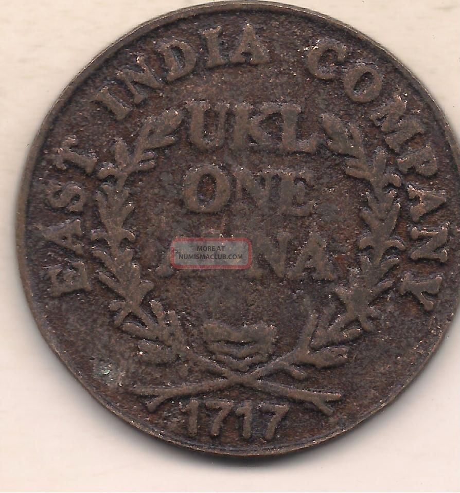 East India Co. { Radha Krishne } Ukl 1 Anna 1717 Big Copper Tokan