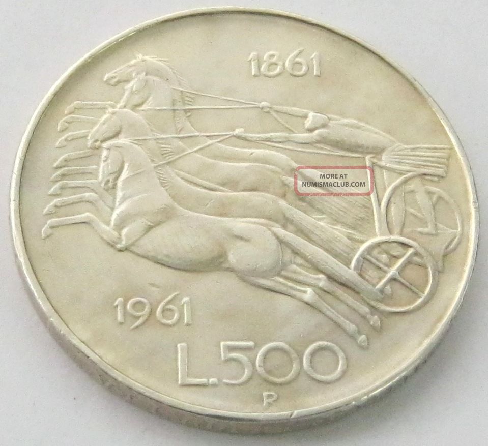 Italy, Silver Coin, 500 Lire 1961 R, Italian Unification Centennial