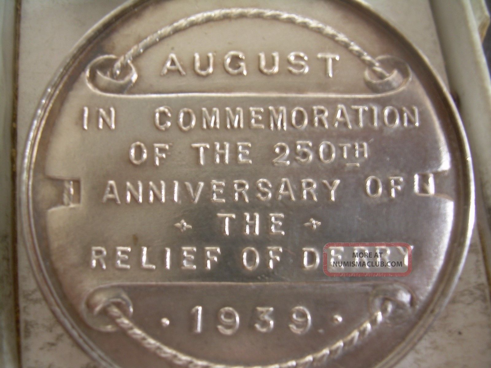 1939 Relief Of Derry No Surrender Silver Medal Mountjoy