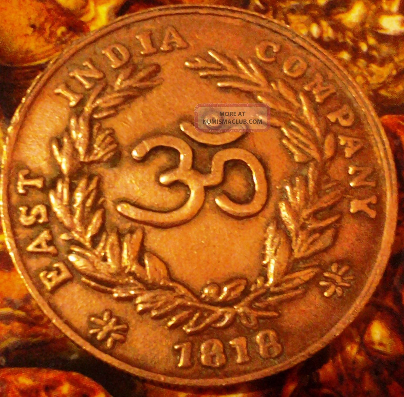 Half Anna 1818 Goddess Laxmi (lakshmi) In 8 Characters, Om On Back ...