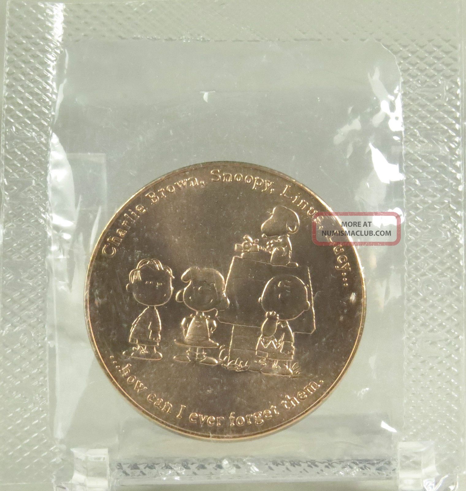 U. S. Medal Charles Schulz Peanuts Snoopy Charlie Brown Lucy 1 1/2 " Bronze