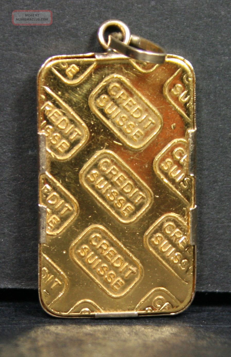 Credit Suisse 5 Gram 9999 Fine Gold Bullion Bar With 14k Bezel 7070