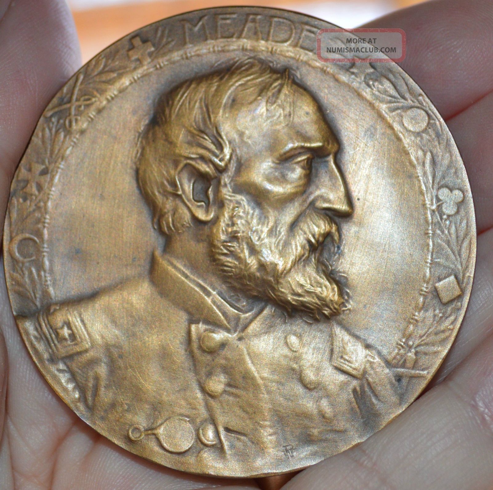 1910 2 1/2 " Bronze Medal Civil War General Meade Victor At Gettysburg ...