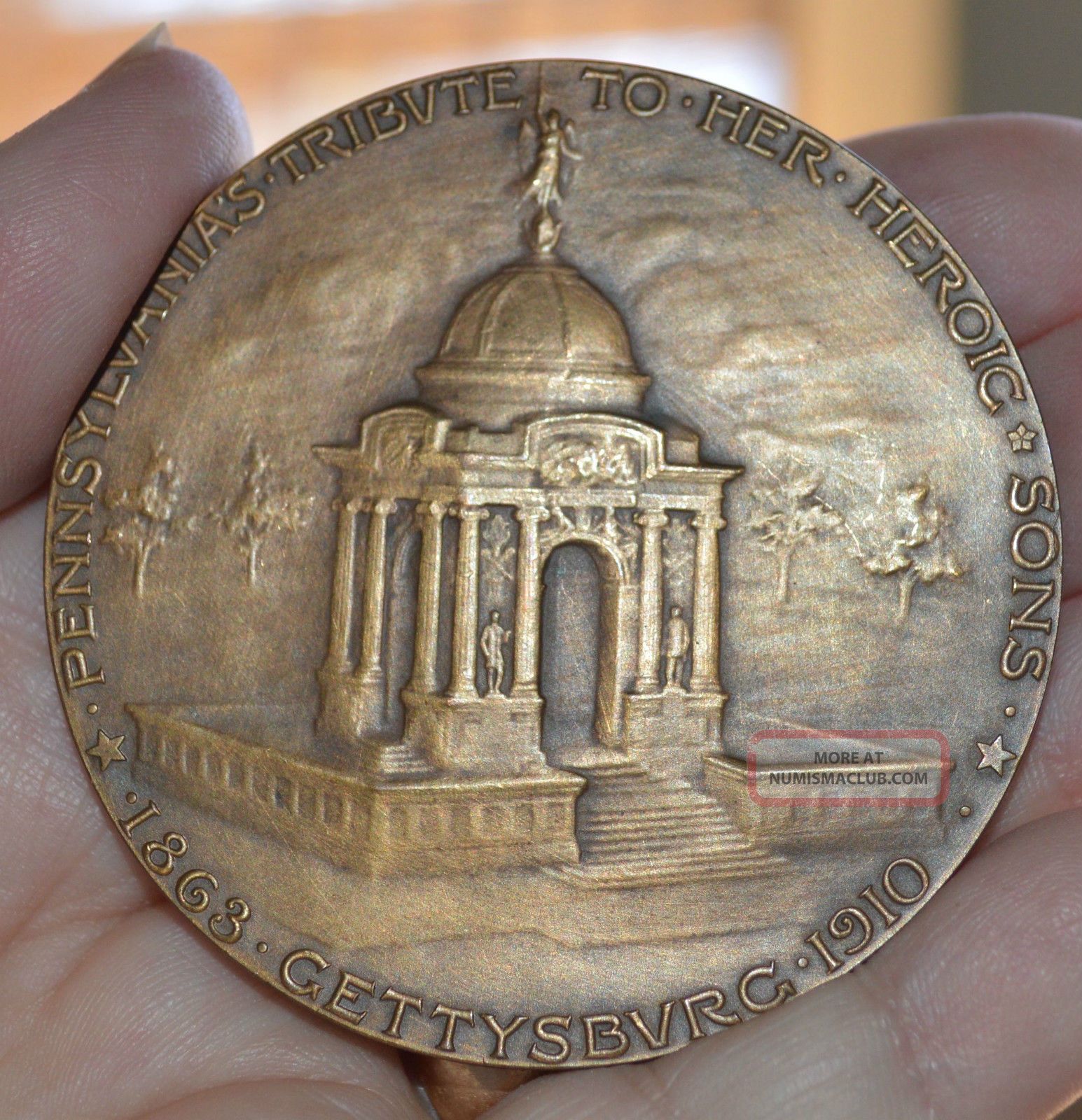 1910 2 1/2 " Bronze Medal Civil War General Meade Victor At Gettysburg ...