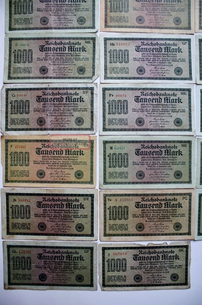 20no Germany Weimar Republic Reichsbanknote 1000 Mark 1922 Paper Money ...