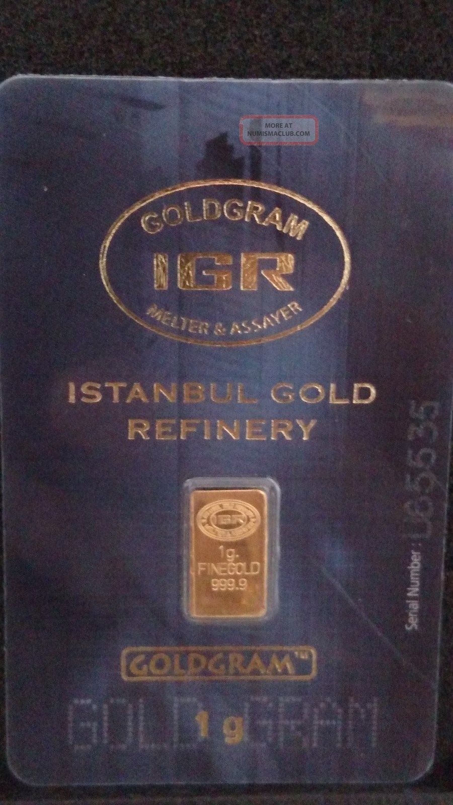 1 Gram Igr Istanbul Gold Refinery Bar 9999 Fine In Assay Card