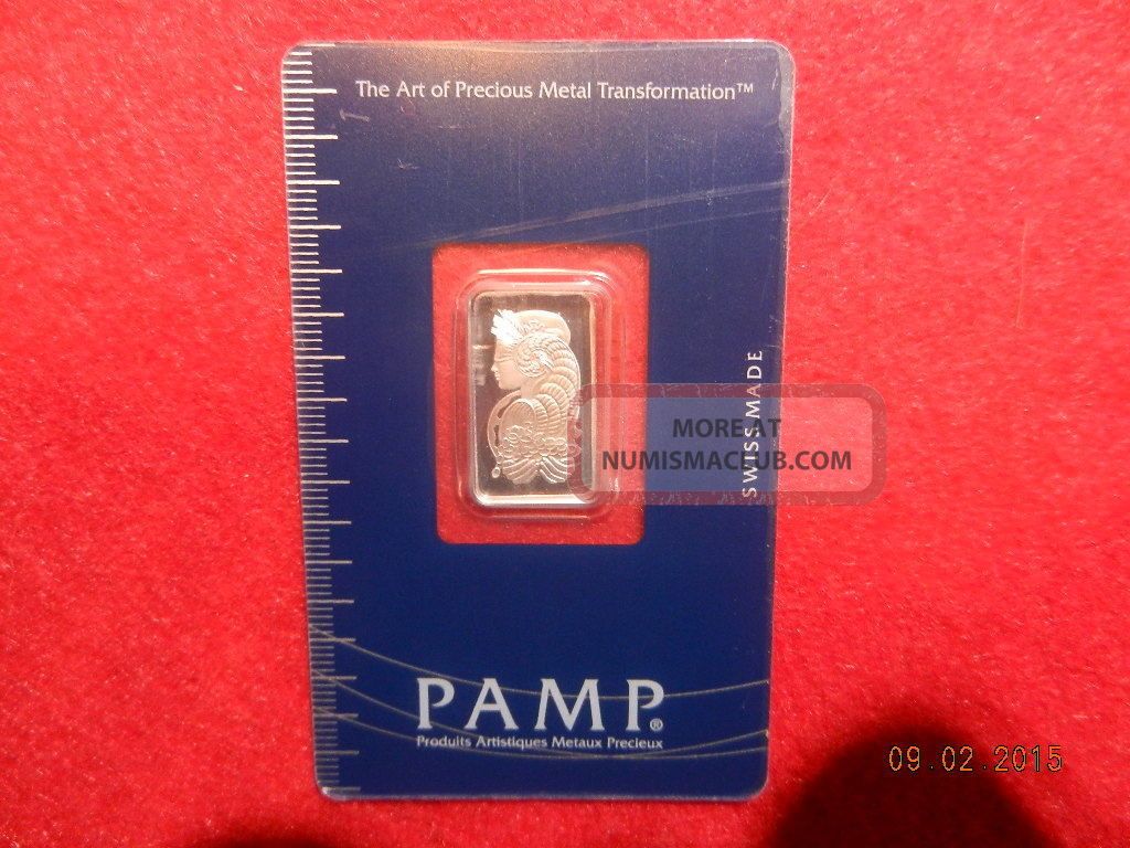5 Gram Pamp Suisse Platinum Bar (v2). 999, Fine In Assay Card