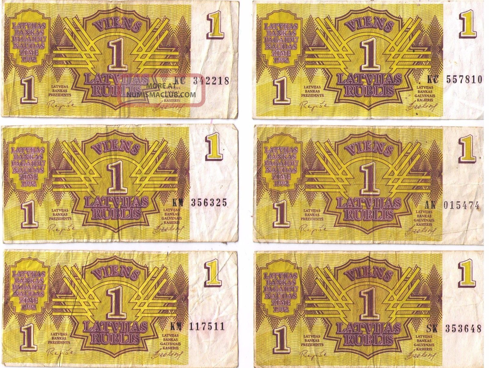 Paper Money Banknote 1992 Latvia Xf/vf 1 Latvijas Rubli Rublis Rouble.