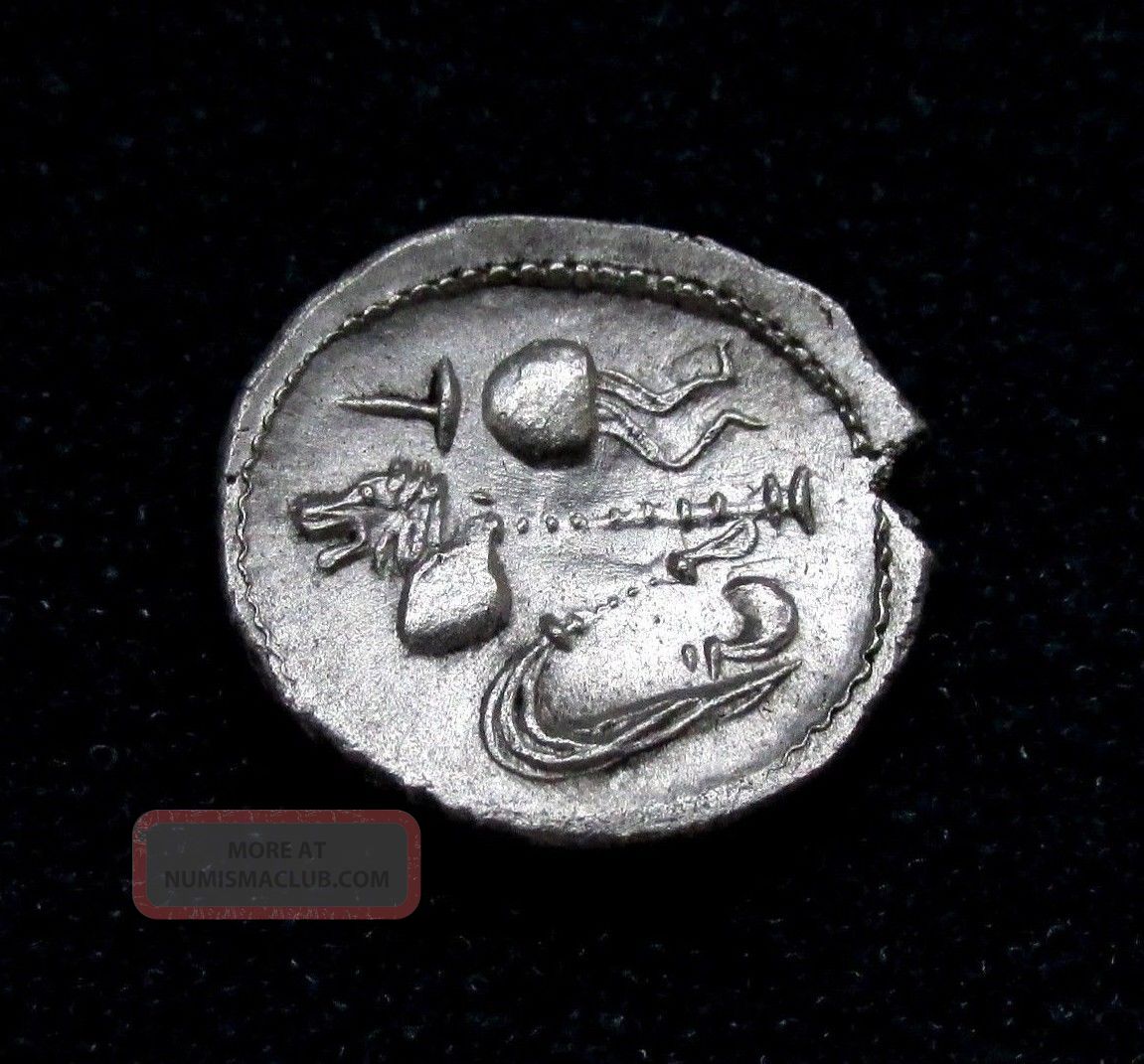 Ancient Roman Silver Elephant Denarius Coin Of Julius Caesar - 49 Bc