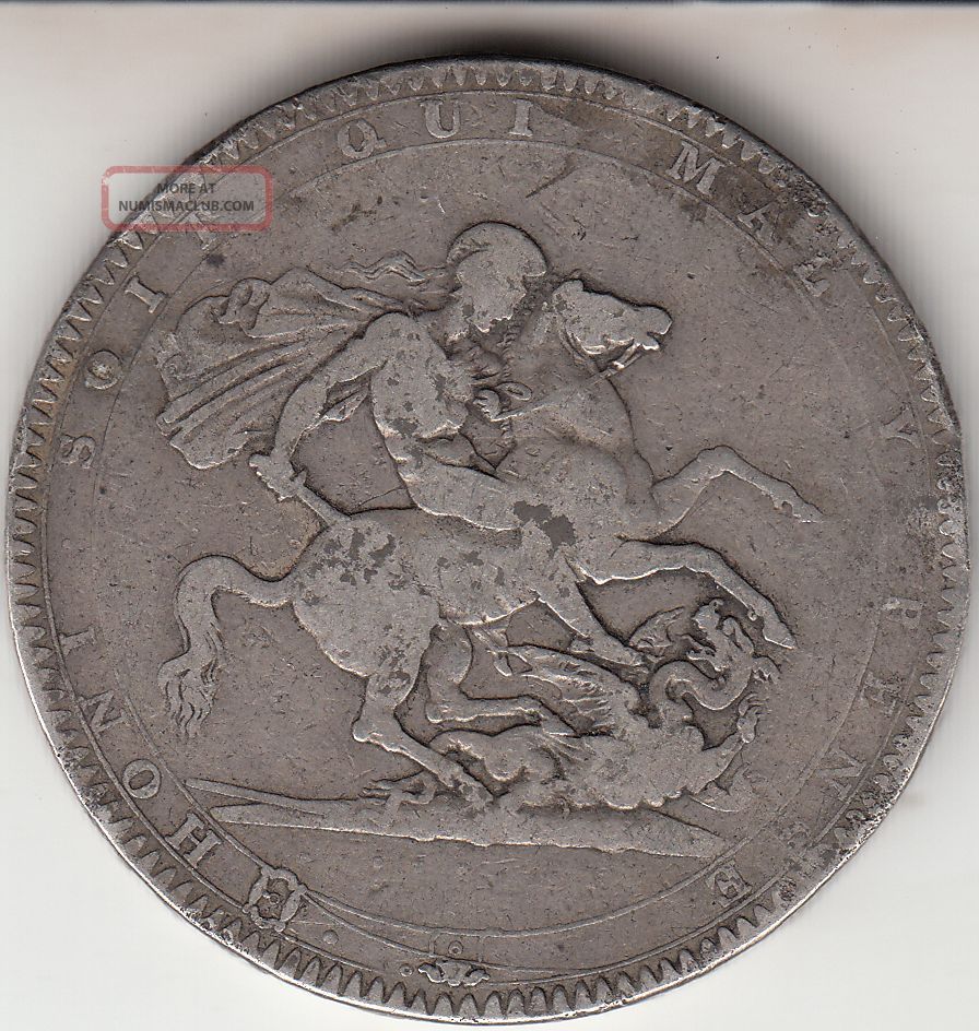 1818 King George Iii Large Crown / Five Shilling Coin From Great Britain